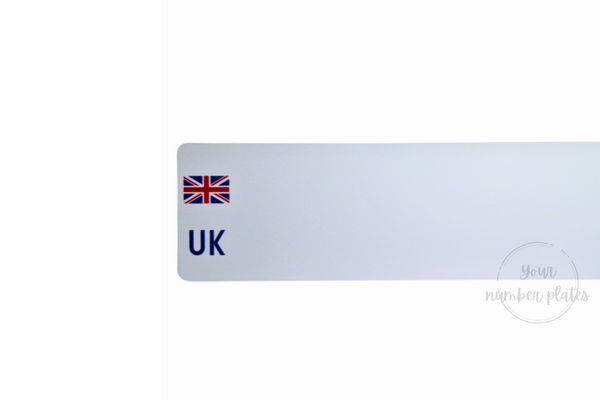 UK TRAVEL FLAG REFLECTIVE WHITE NIKKALITE 520MM X 111MM – Your Number ...
